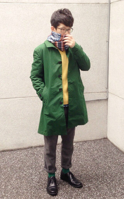 卡西法 分享的 Frozen Day ☂n Postman Green Coat - Dappei 台灣最大時尚穿搭社群